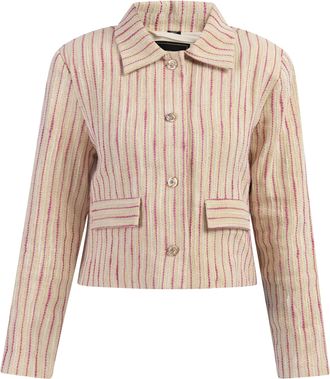 Faina Kurze Blazerjacke Damen Rosa Wollweisser Streifen