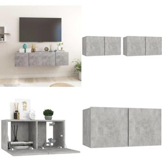 vidaXL TV-H&auml;ngeschr&auml;nke 2 Stk. Betongrau 60x30x30 cm - TV-Wandregal - Betonoptik - Fernsehschrank - Wohnzimmereinrichtung - Regal Grau - Home & Living