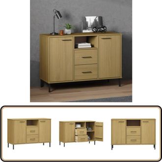 vidaXL Buffet avec pieds en métal Marron 113x40x77 cm Bois massif oslo - Buffet Industriel - Meuble Rangement - Buffet Bois - Buffet Design - Mobilier Salon