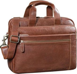 STILORD Alberto Grand Sacoche Cuir pour Ordinateur 15,6 Pouces Homme Sac Bandouli&egrave;re Cartable Travail DIN A4 avec Support Trolley V&eacute;ritable Cuir Couleur:maras