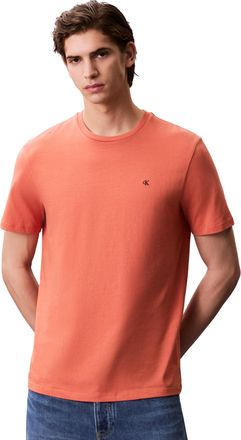 Calvin Klein Herren T-Shirt Kurzarm Smooth Solid Tee mit Rundhalsausschnitt, Orange (Mecca Orange), L