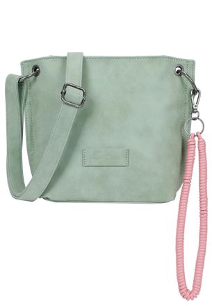 Fritzi Aus Preu&szlig;en Fritzi03N Vintage Lime Crossbody Kunstleder Damen Umh&auml;ngetasche Handtasche Festival City vegan abnehmbarer Anh&auml;nger Vintage-Waschung 22,5 x 20,5 x 8,5