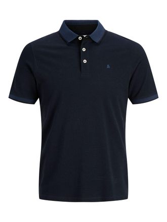 Jack & Jones Herren Slim Fit Polo Shirt JJEPAULOS Uni Sommer Hemd Kragen Kurz Arm Basic Pique Cotton, Dark Navy/Detail:Slim Fit, XS