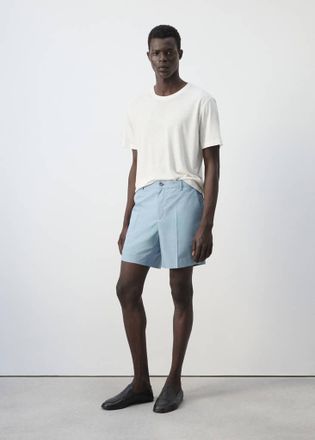 Mango Bermuda slim-fit coton lyocell vert d&acute;eau - Homme - 38 - MANGO MAN