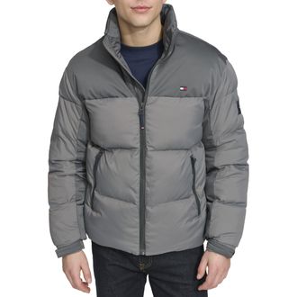 Tommy Hilfiger Herren Mixed-Media Puffer Jacket Jacke, Dunkelgrau, S