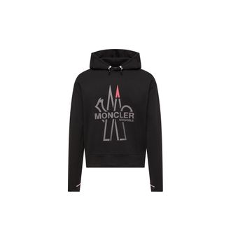 Moncler Moncler Logo Polartec Hoodie, Men, Black, Size: 3xl