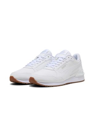 Puma Puma Unisex St Runner Leather Adult Sneaker, V4 White Glacial Gray Gum, 44.5 EU