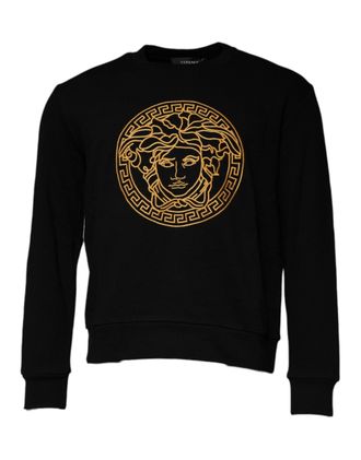 Versace Mens Medusa Embroidery Sweatshirt Black Cotton Sweatshirts