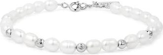 Ania Haie Chic Creator Bracelet pour femme en argent sterling 925 orné de 24 perles deau douce et de 10 zircons, longueur : 16,5 cm + 2 cm