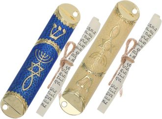 Aboofan Metall Gehäuse 2 Stück Mit Schriftrollen Segens Schriftrolle Für Türrahmen Schlankes Retro Judaica Dekor Schutzgehäuse Für Heilige Türrollen