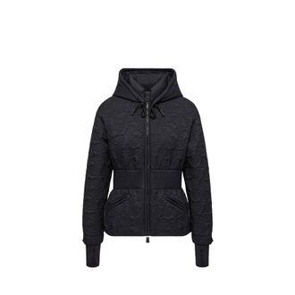 Moncler Moncler Doudoune Courte &Agrave; Capuche Etaules &Agrave; Feuille Brod&eacute;e, Femme, Bleu, Taille: 00