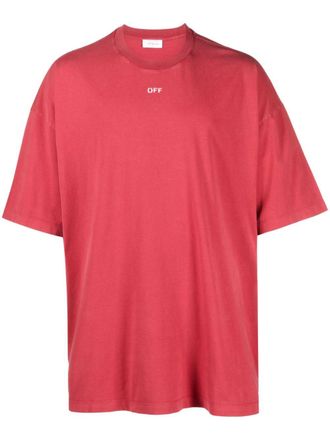 Off-white t-shirt en coton &agrave; imprim&eacute; graphique - Rouge