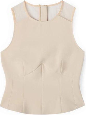 Motivi Cr&ecirc;pe-Top mit T&uuml;ll-Eins&auml;tzen - - Tops - Damen - Beige - XS