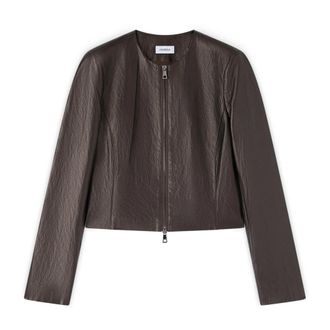 Motivi Jacke ohne Kragen mit Rei&szlig;verschluss - - Jackets - Damen - Braun - 2XS