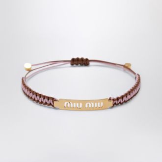Miu Miu Armband rosa/braun mit geflochtener Kordel