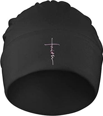 Generic Homme Femme Bonnet dhiver Croix De La Foi, Christianisme, J&eacute;sus, Croyant Bonnets De Ski Doux Bonnet &Agrave; Revers Chaud Bonnets Tricot&eacute; pour Cyclisme Quoti