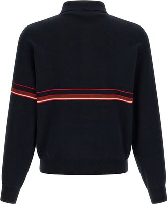 Versace Striped Intarsia Cotton Polo - Black