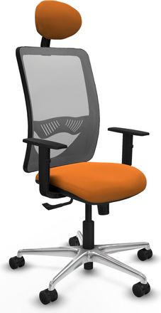 Piqueras y Crespo Computerstuhl Zulema mit 1D-Armen, h&ouml;henverstellbarer Lendenwirbelst&uuml;tze und festem Kopfteil, ausgestattet mit 3 Positionen und Schneidschaum, Grau/Or