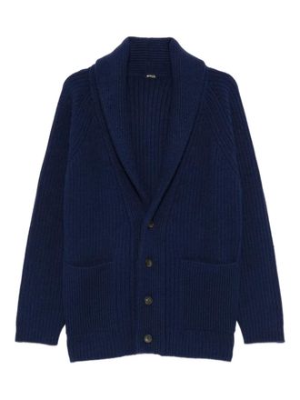 Kiton cardigan côtelé à col châle - Bleu