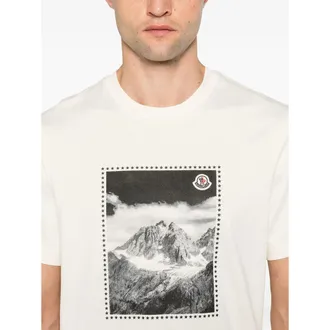 Moncler Mountain Print T-Shirt - Beige