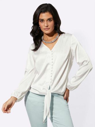 Cr&eacute;ation L Klassische Bluse Satin-Bluse Langarm