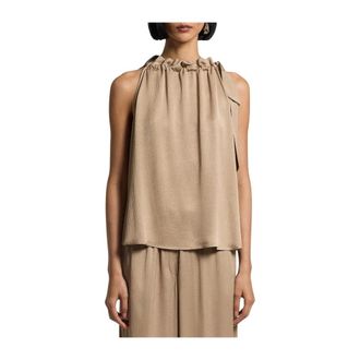 PESERICO Femme, Blouses et Chemises, Beige, Taille: 40 FR Haut sans manches &agrave; col montant et liens