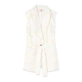 Oltre Ma&szlig;geschneiderte Leinenweste mit G&uuml;rtel - - Suits - Damen - Wei&szlig; - S
