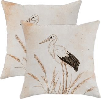 Generic Herbstst&ouml;rche V&ouml;gel Kissenh&uuml;lle Quadratische Kissenbez&uuml;ge Atmungsaktiv Zierkissenbezug F&uuml;r Bett Hotel Sofa 45X45Cm 2Er Set
