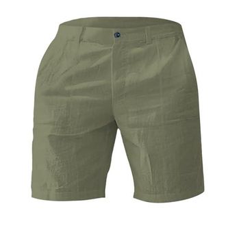 Generic Short Homme Large - Short Homme Lin Coton Respirant Pantalon Slim Fit Confort Pantalon Courte Couleur Unie Trousers Coupe Ample Casual Trousers Fluide