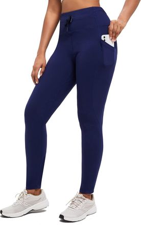 Baleaf Damen Thermo Leggings gef&uuml;tterte Winter Hose mit Teddy Fleece high Waist Winter wasserdichte Sporthose Navy M