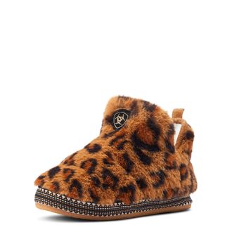 Ariat Womens Bootie Slipper Fleece in Fuzzy Leopard Print Cotton, B Medium Width, Size X-Large, by Ariat