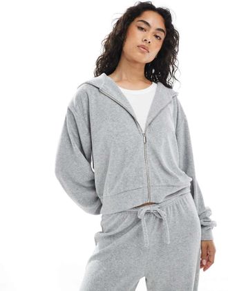 4th & Reckless Sweat à capuche zippé densemble en tissu éponge - Gris chiné