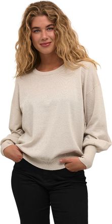 Kaffe Strickpullover KAregina Damen Strickpullover Glitzer Langarm Winter Pullover Casual Elegant Sand Dollar XS