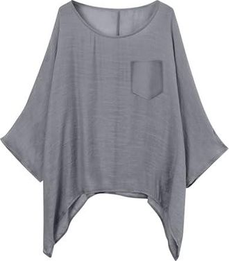 Generic T-shirt en polyester &eacute;l&eacute;gant et d&eacute;contract&eacute; pour femme avec poche Design uni pour un confort d&eacute;contract&eacute; T-shirts surdimensionn&eacute;s pour femmes pour t-s