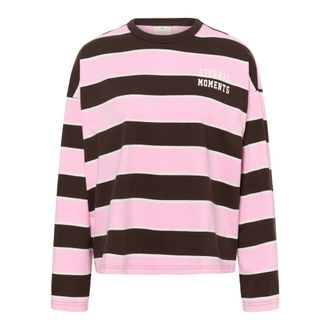 Kaffe Gestreiftes Langarmshirt - - Tops - Damen - Rosa - 2XL