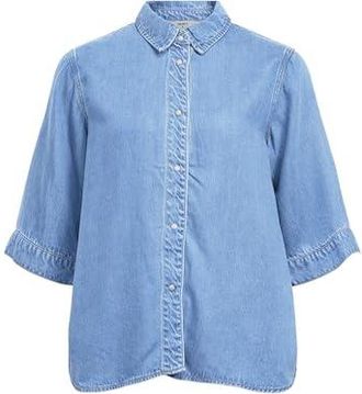 Object Objframe 2/4 Re Denim Top Noos, Bleu Jeans Clair, XL Femmes