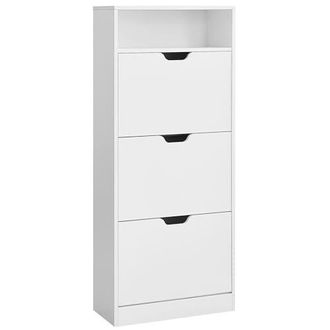 Vasagle Meuble &agrave; Chaussures 3 Portes Battantes, &Eacute;tag&egrave;re &agrave; Chaussures, Compartiment Ouvert, S&eacute;parateur R&eacute;glable, 14 &agrave; 18 Paires, pour Petite Entr&eacute;e, 24 x 60 x 