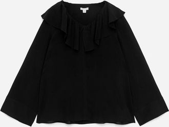 Arket Bluse Mit R&uuml;schenkragen -Schwarz