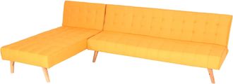 Mendler Ecksofa HWC-K38, Sofa Klappsofa, Liegefläche Links/rechts, Stoff/Textil Massivholz MVG Zertifiziert 256cm - gelb