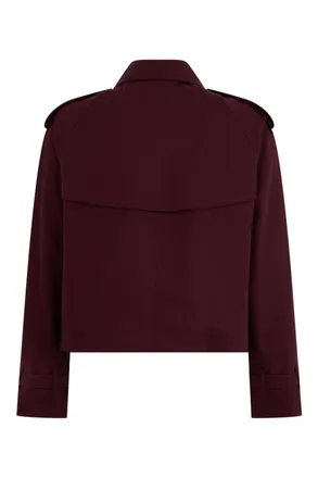 Burberry Womens Short Jacket Vineyard Red Wool Trench & Raincoats