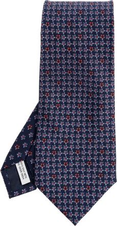 Ferragamo Homme, Accessoires, Bleu, Taille: ONE Size Cravate en soie &agrave; imprim&eacute; Gancini