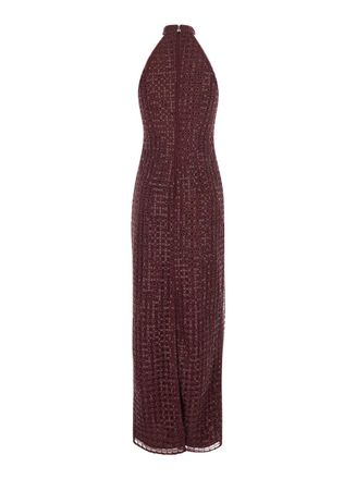 Rotate Womens Dress Halterneck Sequin Burgundy Polyester