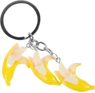 IFUNDOM Porte-Cl&eacute;s Banane Kawaii en R&eacute;sine et Acier Inoxydable Lot de 3 Pi&egrave;ces Pendentif Fruit Compact pour Femmes Accessoires Cl&eacute;s D&eacute;coratifs pour Paquet Cl&eacute;