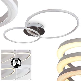 HOFSTEIN LED Deckenleuchte Johsa, moderne Deckenlampe aus Metall in Silber/Nickel m. 2 Ringen (1 verstellbar), 2-flammig, 26 Watt (insgesamt), 2220 Lumen, 3000