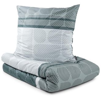 Looks by Wolfgang Joop Bettw&auml;sche 135x200 cm -100% Baumwolle, Rei&szlig;verschluss, weich & waschbar, Satinbettw&auml;sche gr&uuml;n mit grafischen Muster