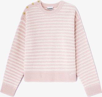 Ganni rosa Gestreifter Pullover aus einer Wollmischung Wolle - Gr&ouml;&szlig;e XXS/XS