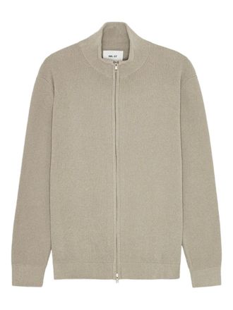 Nn.07 Gerippter Cardigan mit Rei&szlig;verschluss - Nude