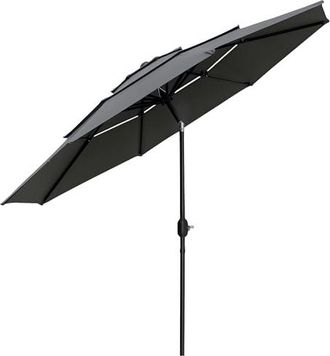 OUTSUNNY Parasol de jardin extérieur parasol inclinable rond Ø 2,85 x 2,5 m avec ouverture fermeture manivelle, 2 évents, toile 180 g/m² protection Anti-UV, pa