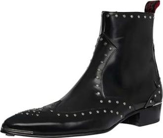 Jeffery West Homme Bottines Chelsea En Cuir &Agrave; Fermeture &Eacute;clair Clout&eacute;e, Black, 45 EU