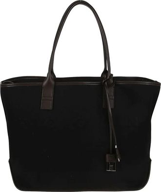 Hogan Hobo Bags - Spacious Black Leather And Canvas Shoulder Bag - Gr. unisize - in Schwarz - für Damen